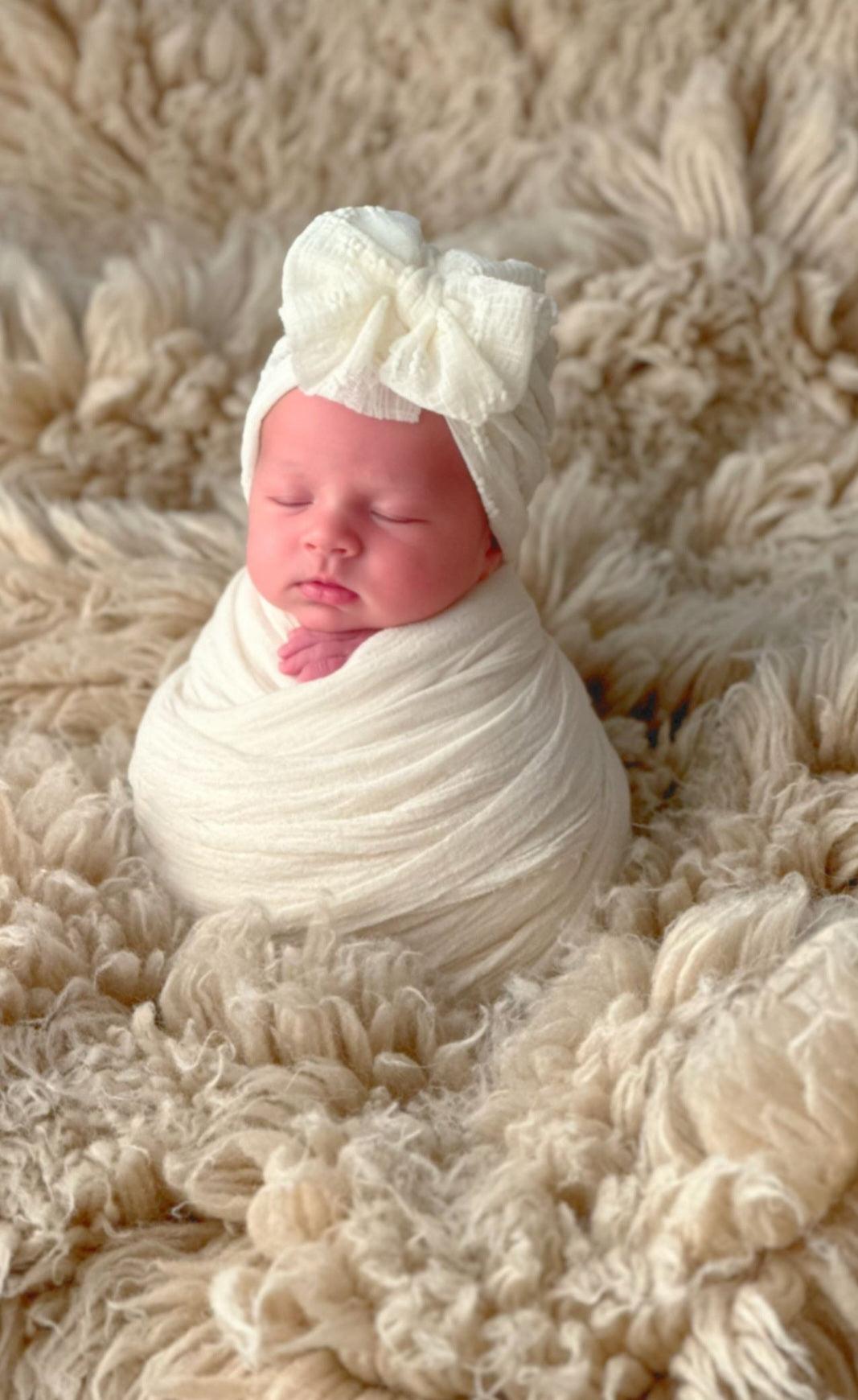 Cream Petal Turban Set | Stylish Turban and Headband Set – Little Giggles